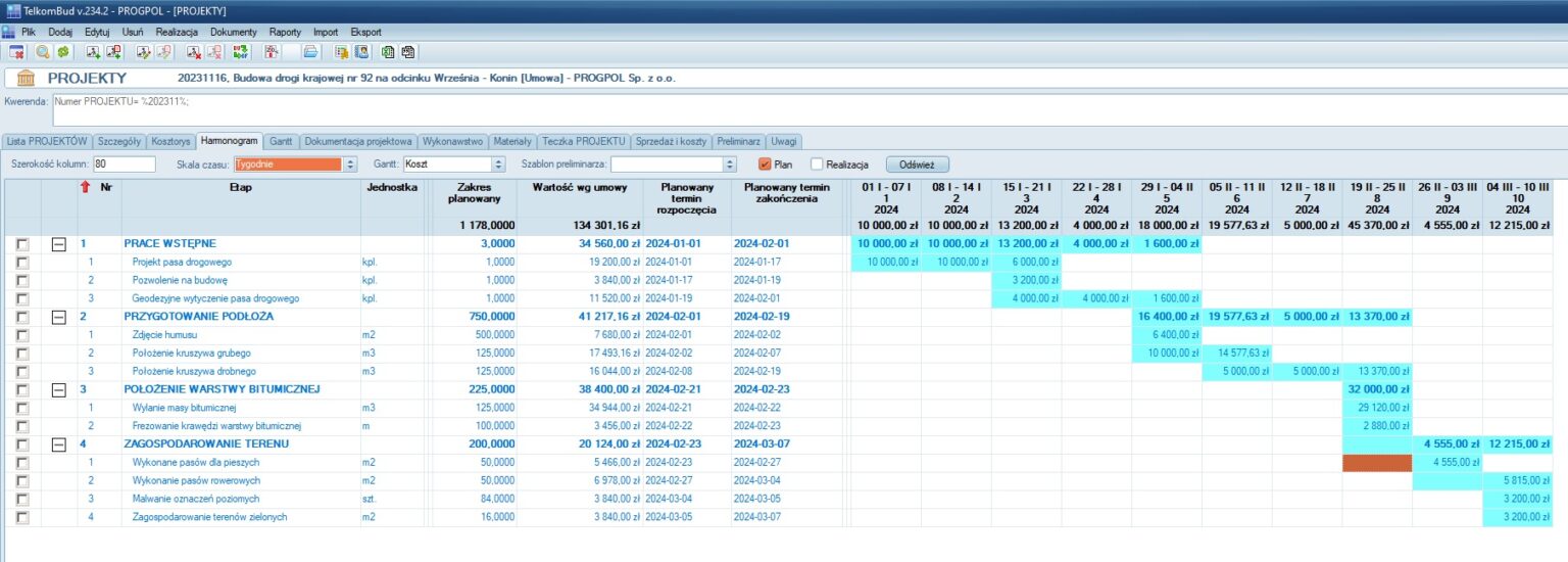 Harmonogram rzeczowo-finansowy – PROGPOL